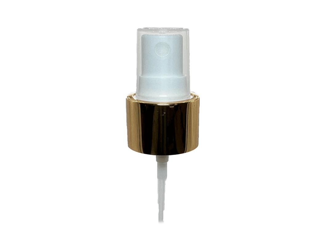 20-410 Metal Overshell Shiny Gold Fine Mist Sprayer - Bay Area Bottles