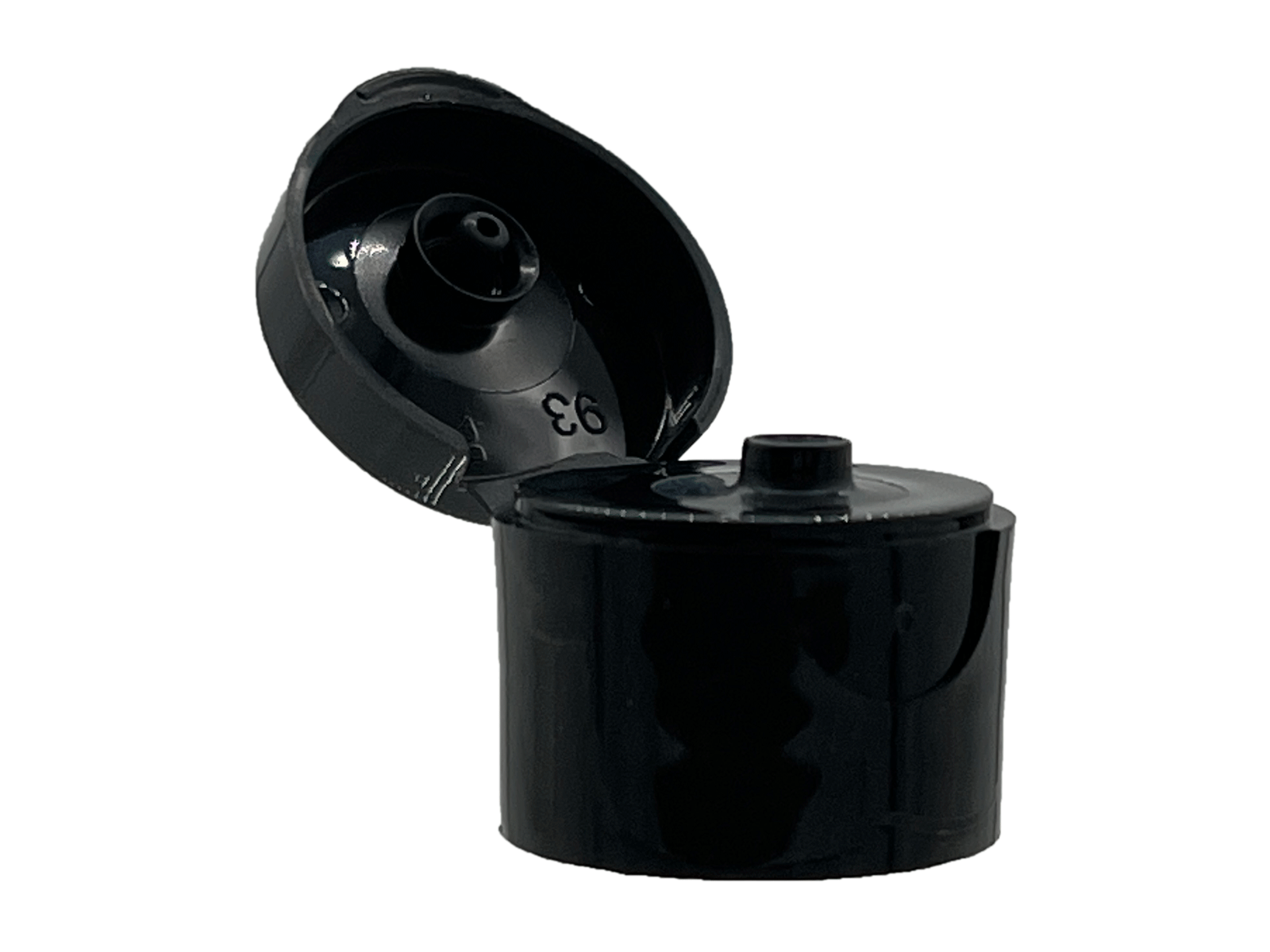 24-410 Smooth Black Flip Top Cap Pressure Sensitive (PS) Liner - Bay ...