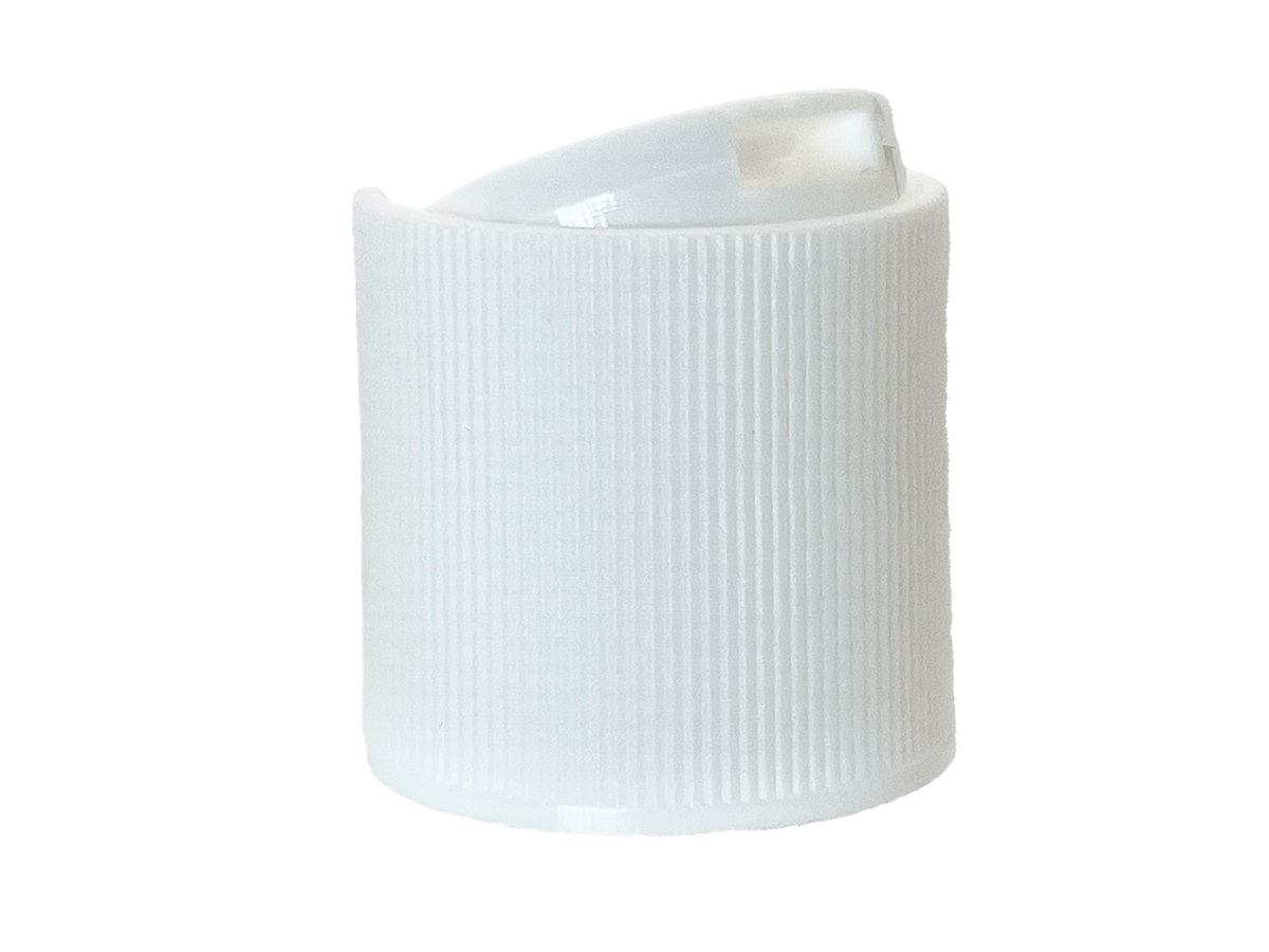 20-410 Ribbed White Disc Cap Unlined - Bay Area Bottles
