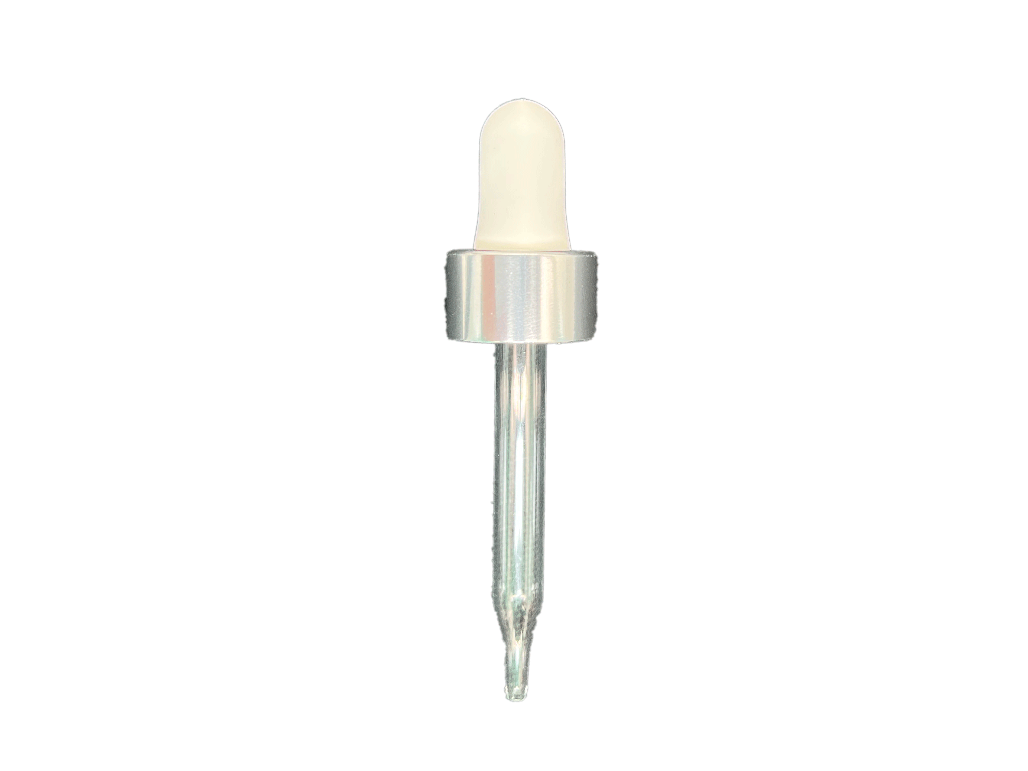 24-410 Metal Overshell Shiny Silver Dropper - Bay Area Bottles